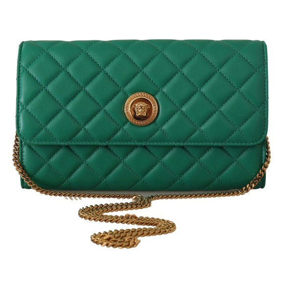 Versace | Bags | Versace Green Nappa Leather Medusa Evening Bag | Poshmark